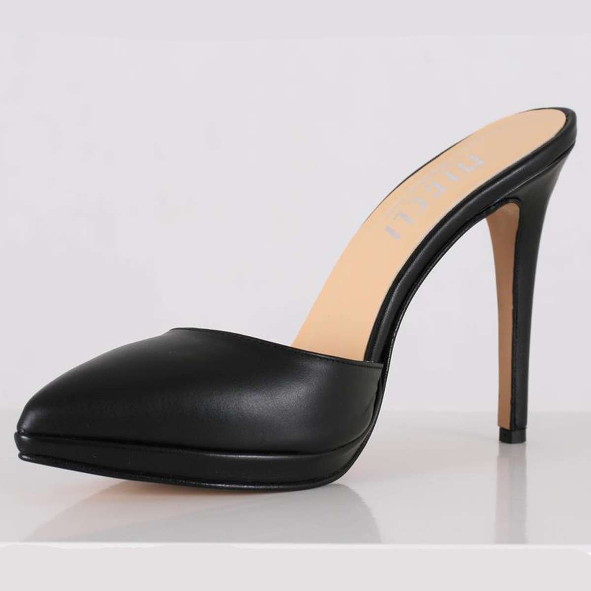 High Heels Plateau Pantolette Leder schwarz - Miceli - Made in Italy ...