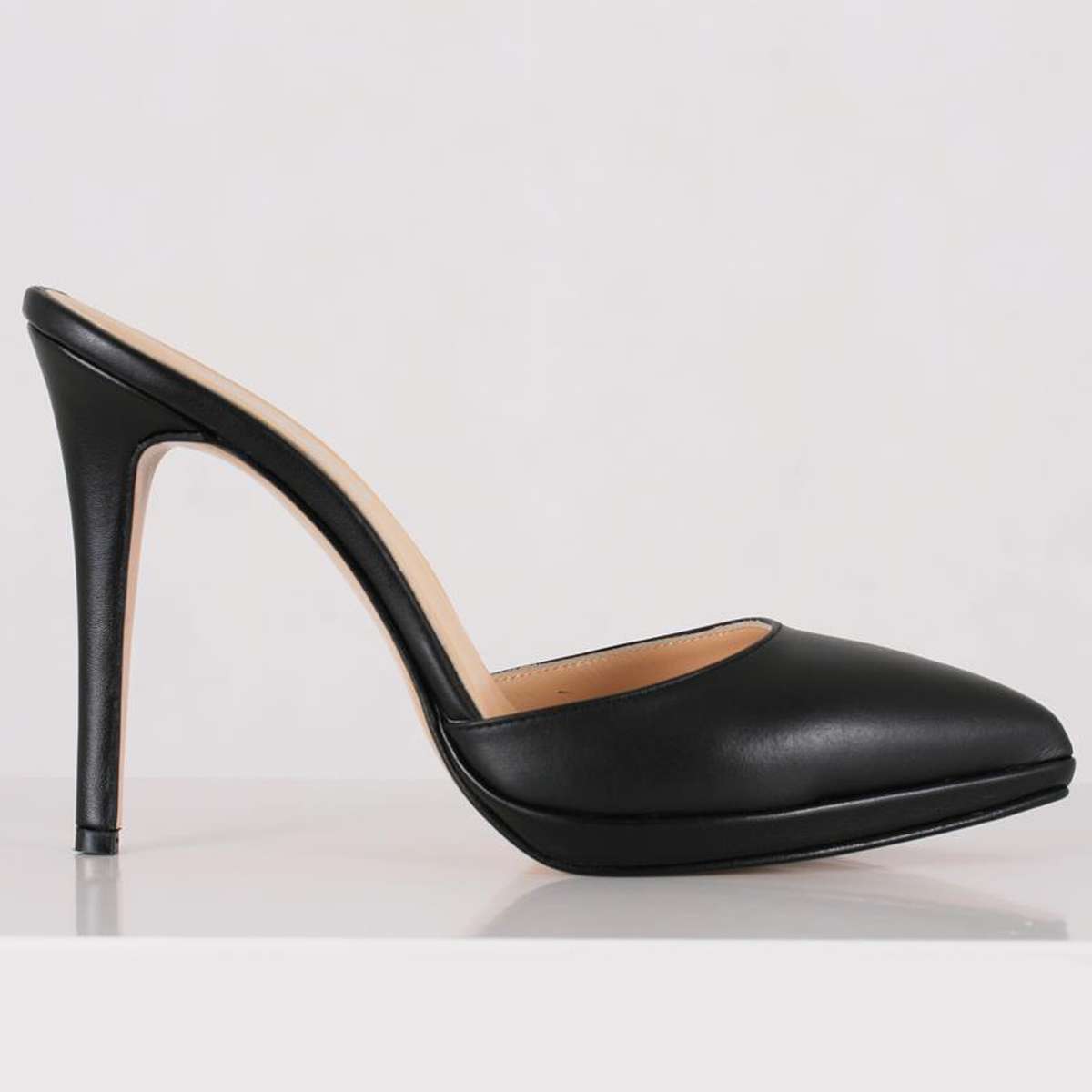 High Heels Plateau Pantolette Leder schwarz - Miceli - Made in Italy ...